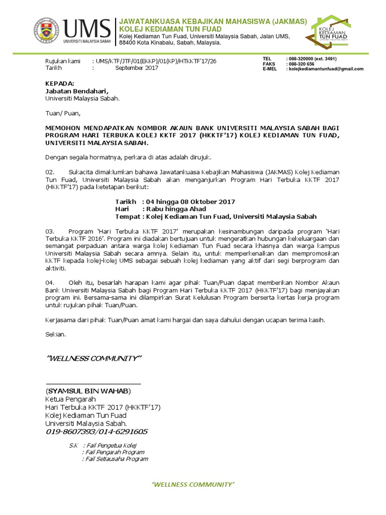 No Akaun Bank UMS | PDF