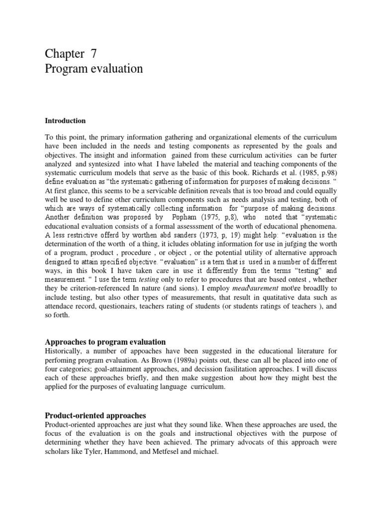 Approaches To Program Evaluation | PDF | Program Evaluation | Evaluation