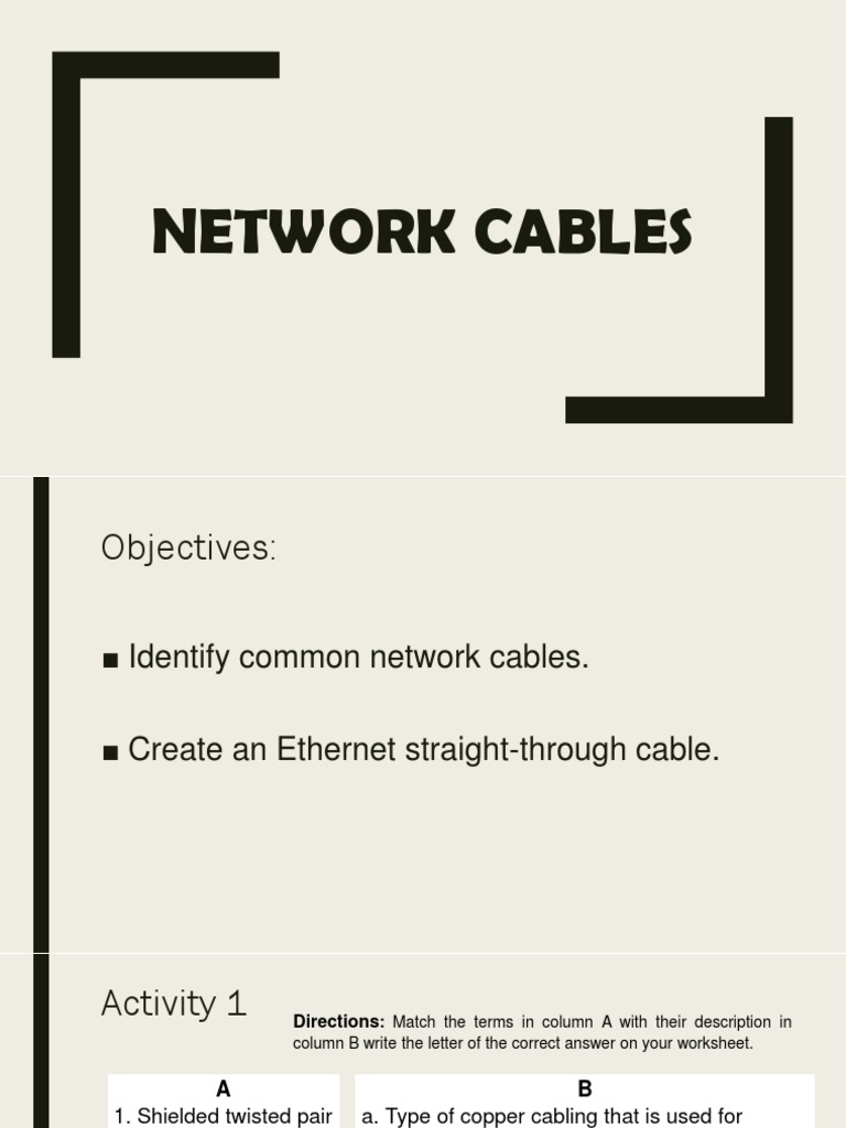 Technology and Livelihood Education-Network Cables | PDF | Coaxial ...