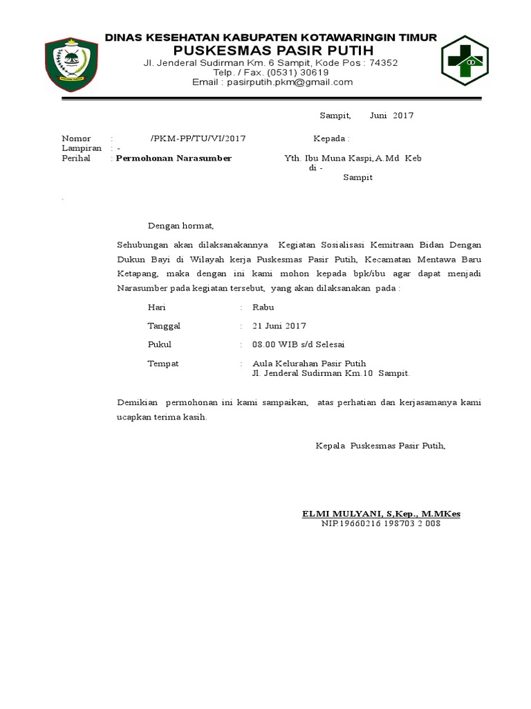 Surat Permohonan Narsum | PDF