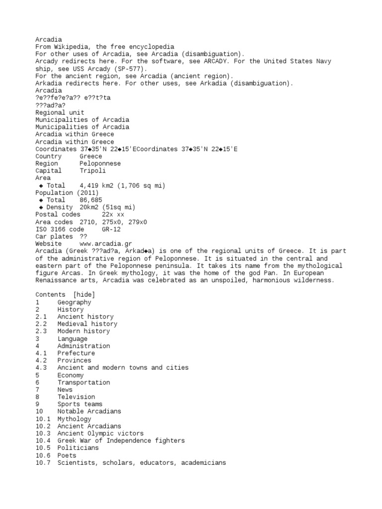 Arcadia | Download Free PDF | Greece | Languages