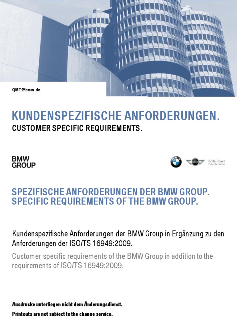 BMW Customer Specific Requirements 2014-03 | PDF