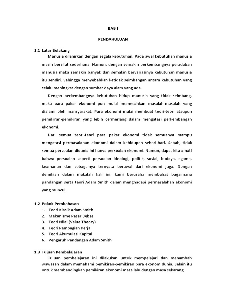 Teori Klasik Adam Smith | PDF