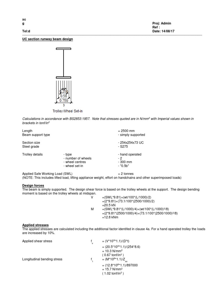 22f-UC Runway Beam Design | PDF | Bending | Beam (Structure)