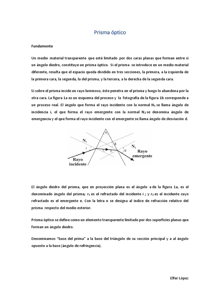 Prisma óptico: Definición y propiedades | PDF | Prisma | Óptica