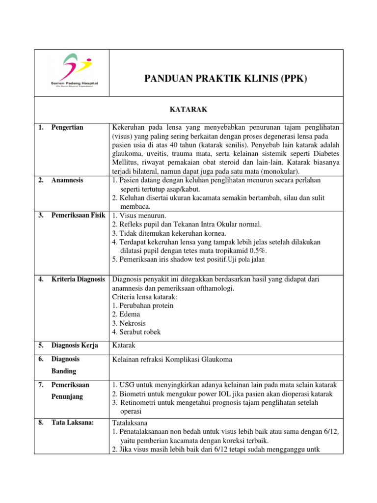 Panduan Praktik Klinis Katarak | PDF