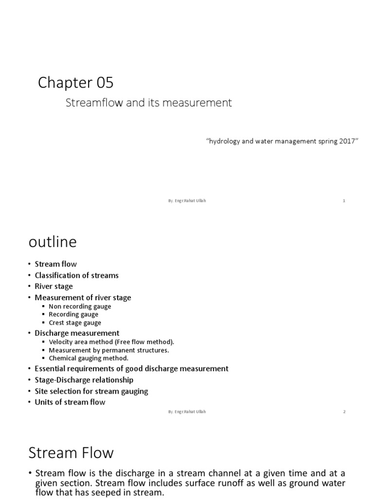 Streamflow Measurement Techniques | PDF | Stream | Discharge (Hydrology)