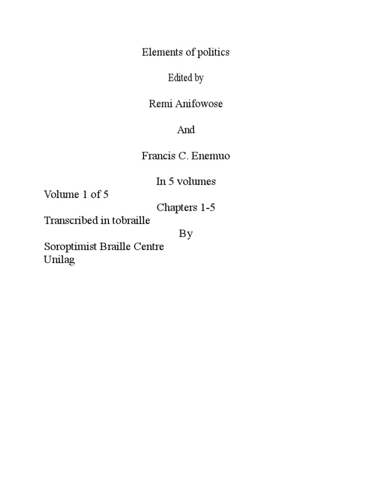 Element of Politics Chapters 1-3 | PDF | Political Science | Science