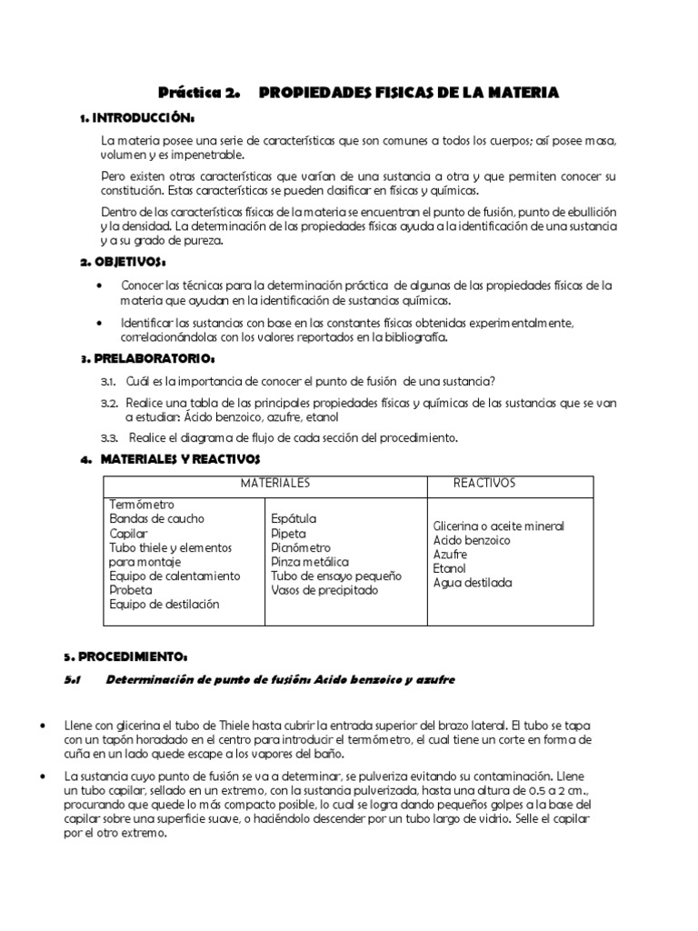 Práctica de Propiedades Físicas de La Materia | PDF | Densidad ...