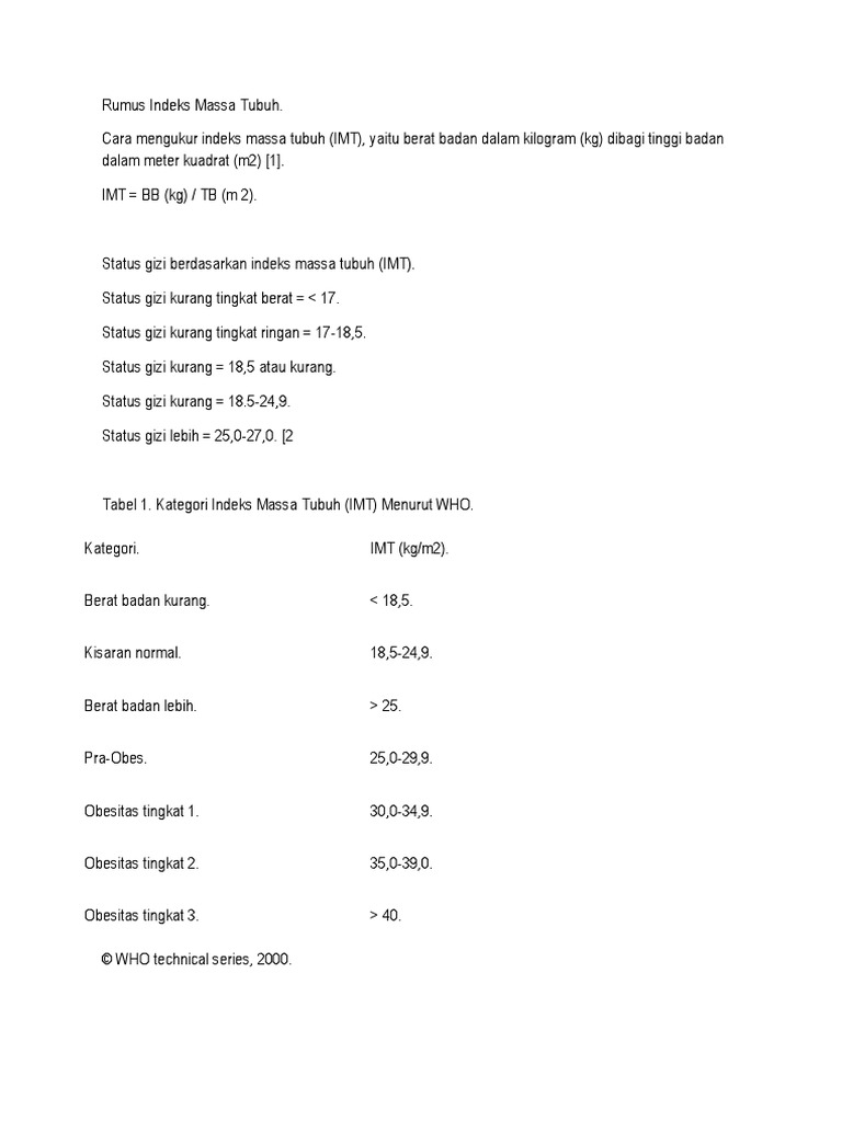 Rumus Indeks Massa Tubuh | PDF