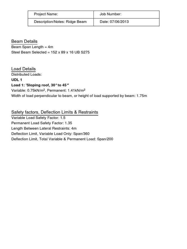 Steel Ridge Beam Calculation (Example 4) | PDF