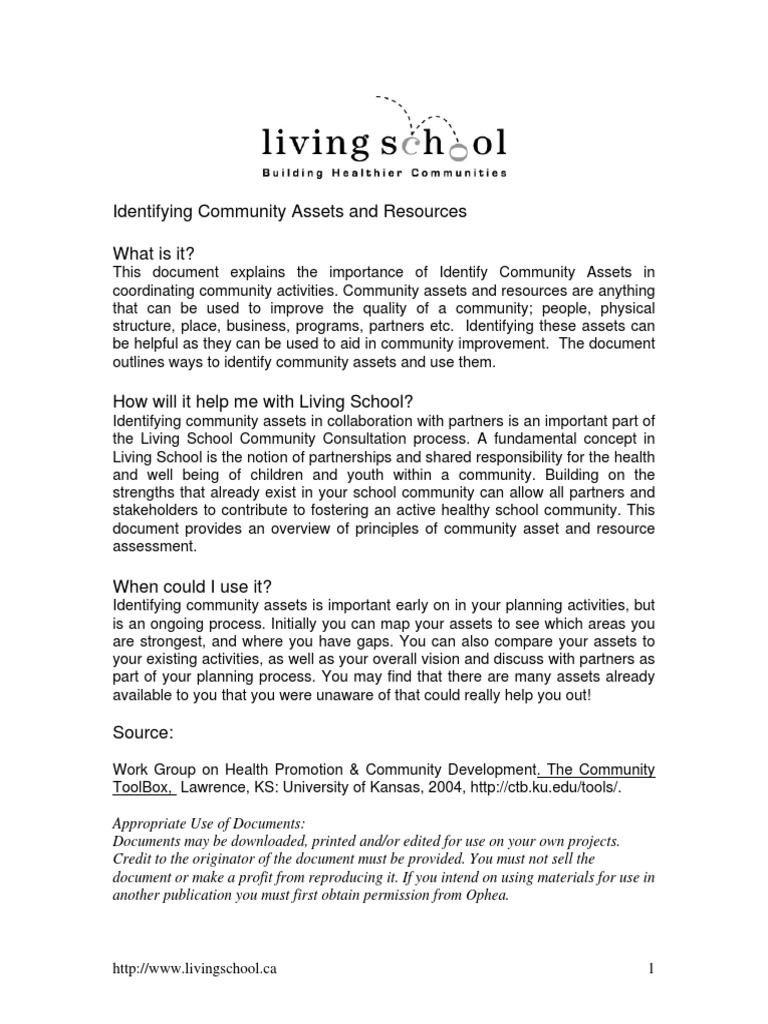 Identifying Community Assets and Resources What Is It? | PDF ...