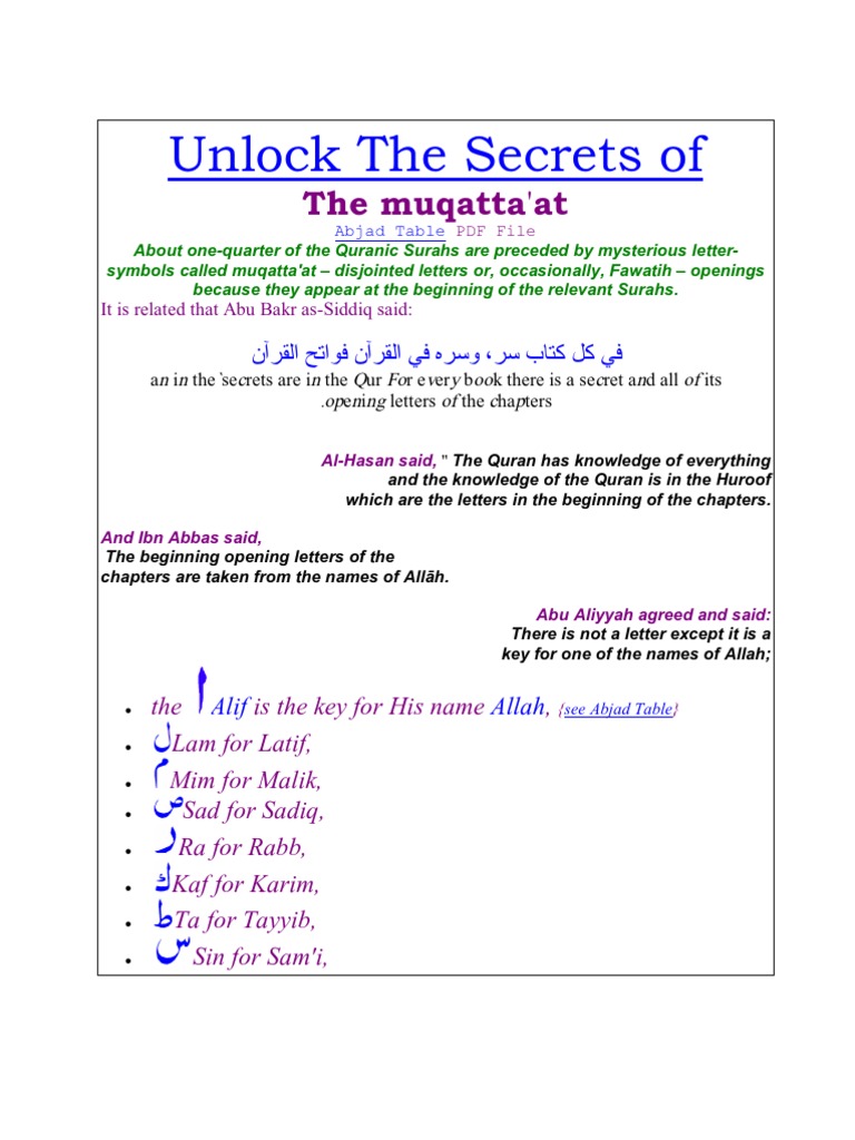 Unlock The Secrets of Muqatta'at | PDF | Medieval Arabic Texts | Monotheism