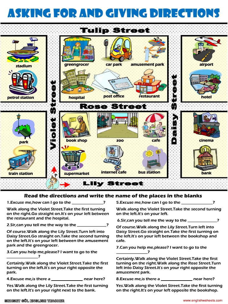 Asking For and Giving Directions Telling The Way Worksheet | PDF