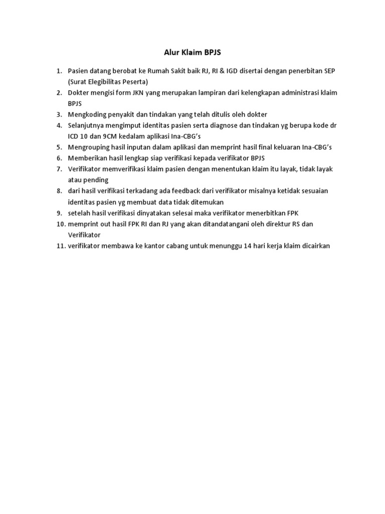 Alur Klaim BPJS | PDF