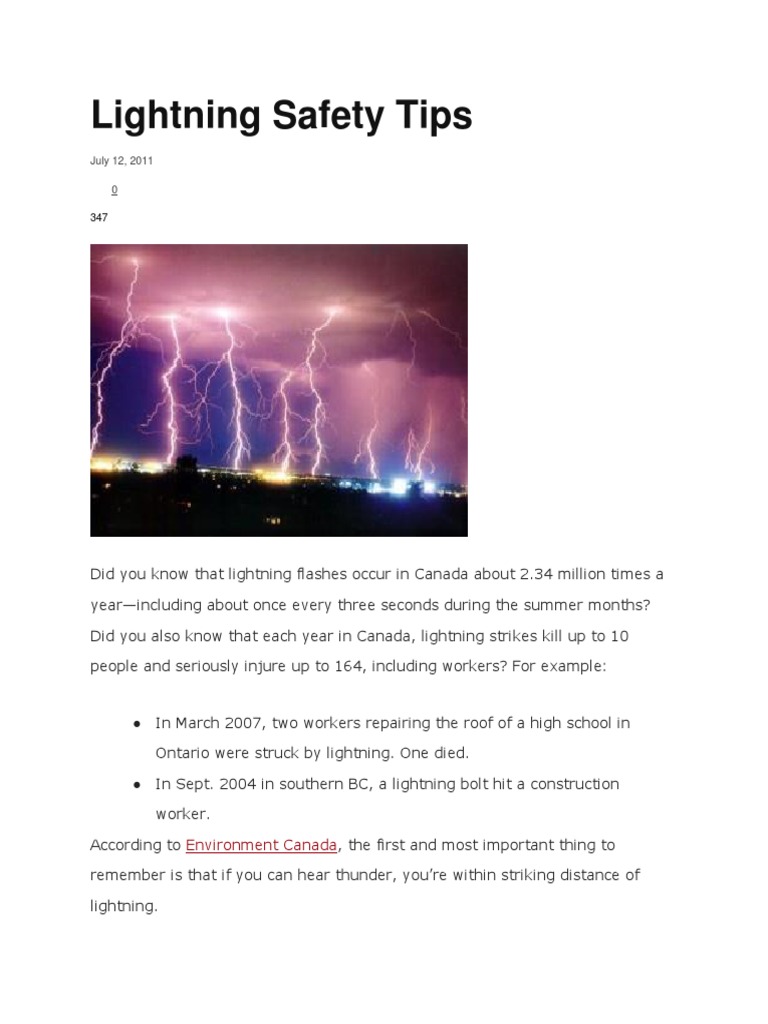 Lightning Safety Tips | PDF | Lightning | Thunderstorm