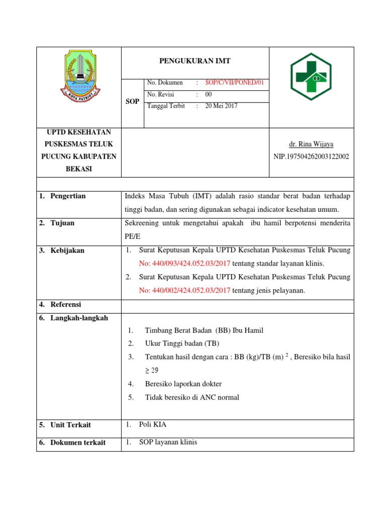 Sop Pengukuran Imt | PDF