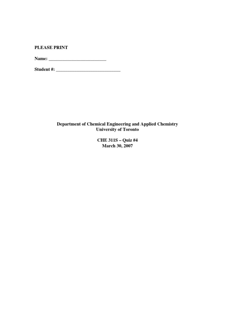 Please Print Name: - Student # | PDF