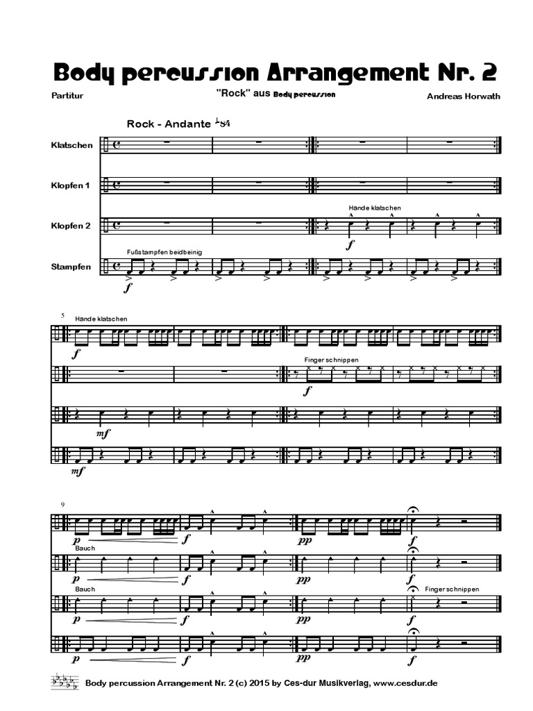 Body Percussion Arrangement NR 2 | PDF | Instruments de musique ...
