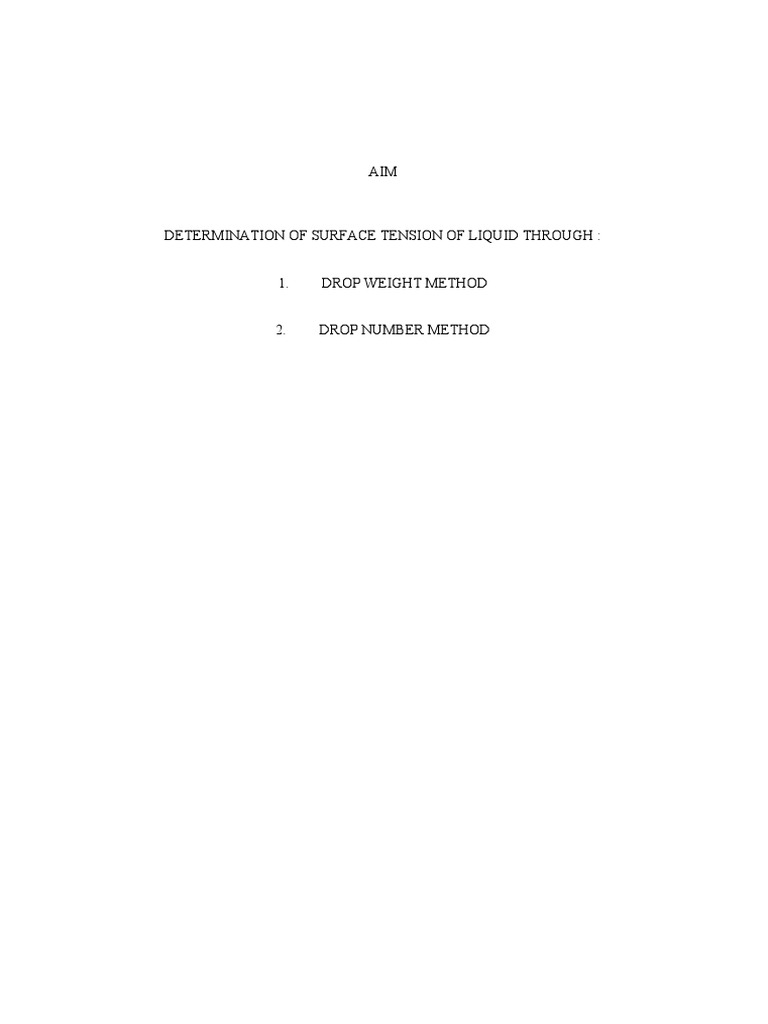 Drop Weight Method | PDF | Surface Tension | Liquids
