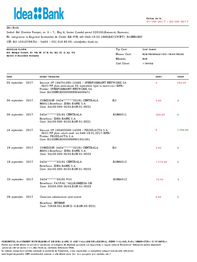 Idea Bank Extras de Cont | PDF