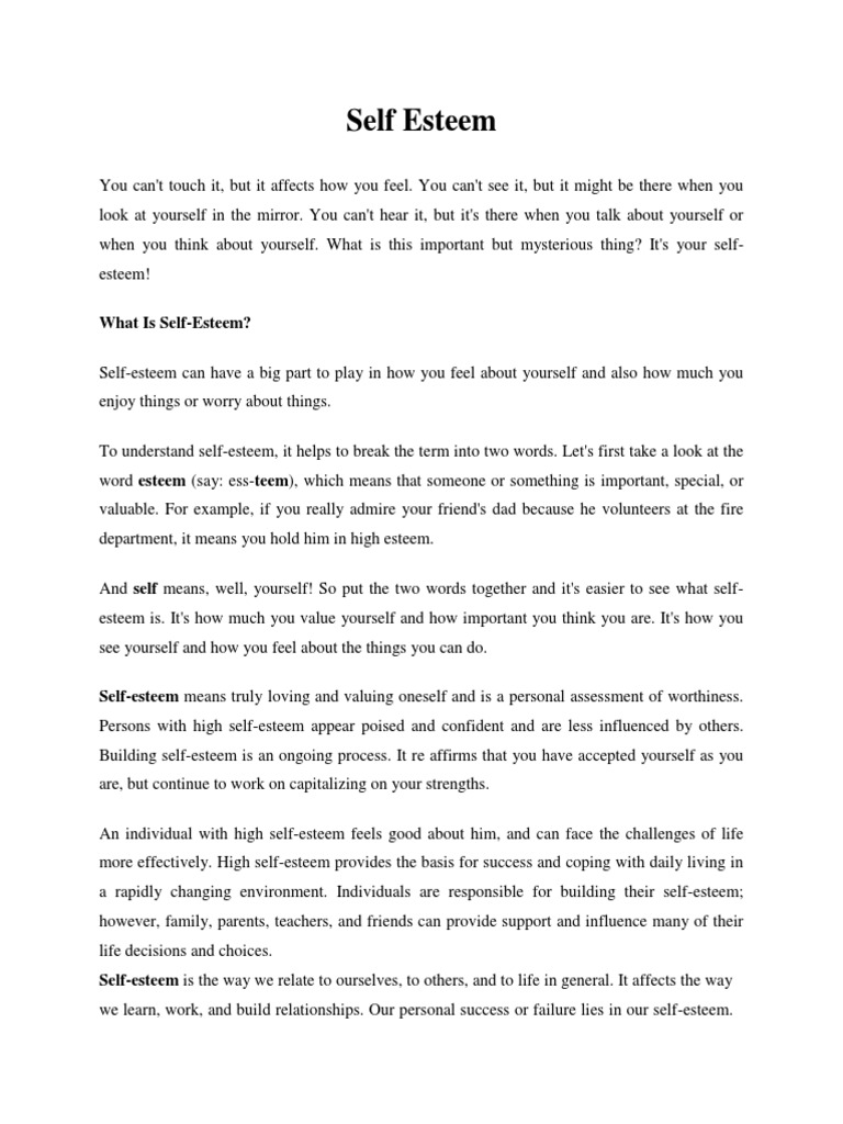 Self Esteem | PDF | Self Esteem | Psychological Attitude
