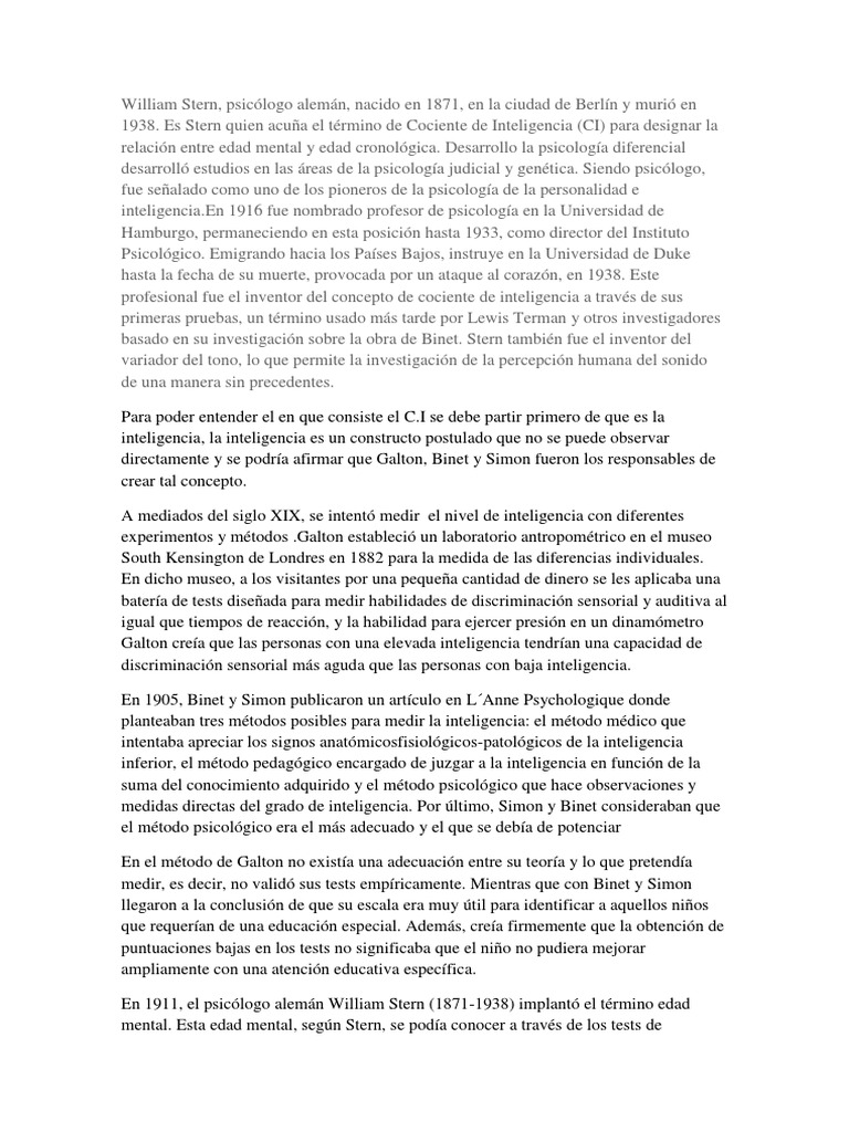 William Stern | Cociente de inteligencia | Psicología