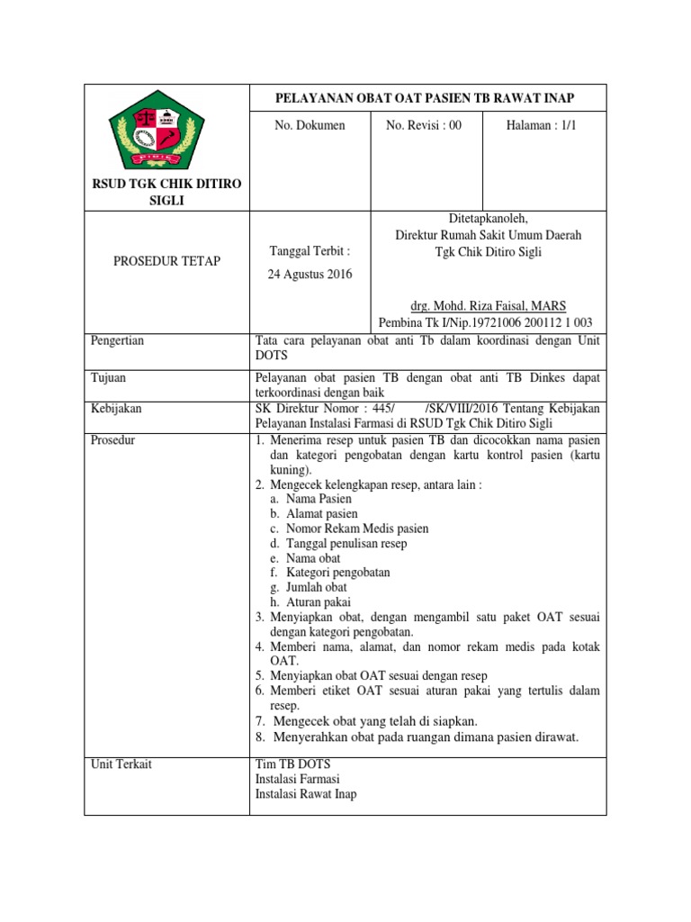 SPO Obat OAT TB RI | PDF