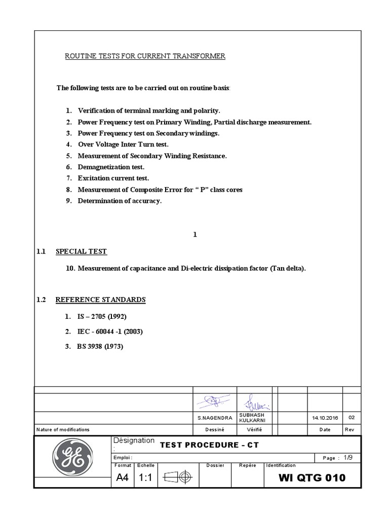 CT Test Procedure | PDF | Transformer | Power (Physics)
