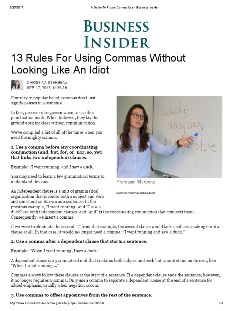 A Guide To Proper Comma Use - Business Insider | PDF | Comma | Adjective