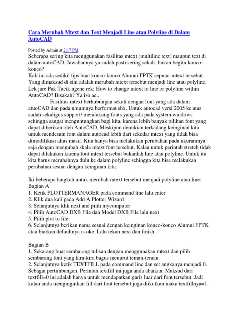 Cara Mengubah Mtext ke Polyline di AutoCAD | PDF | Komputer | Teknologi ...