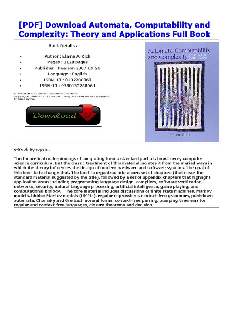 Automata Computability and PDF | PDF | Computability Theory | Computational Complexity Theory
