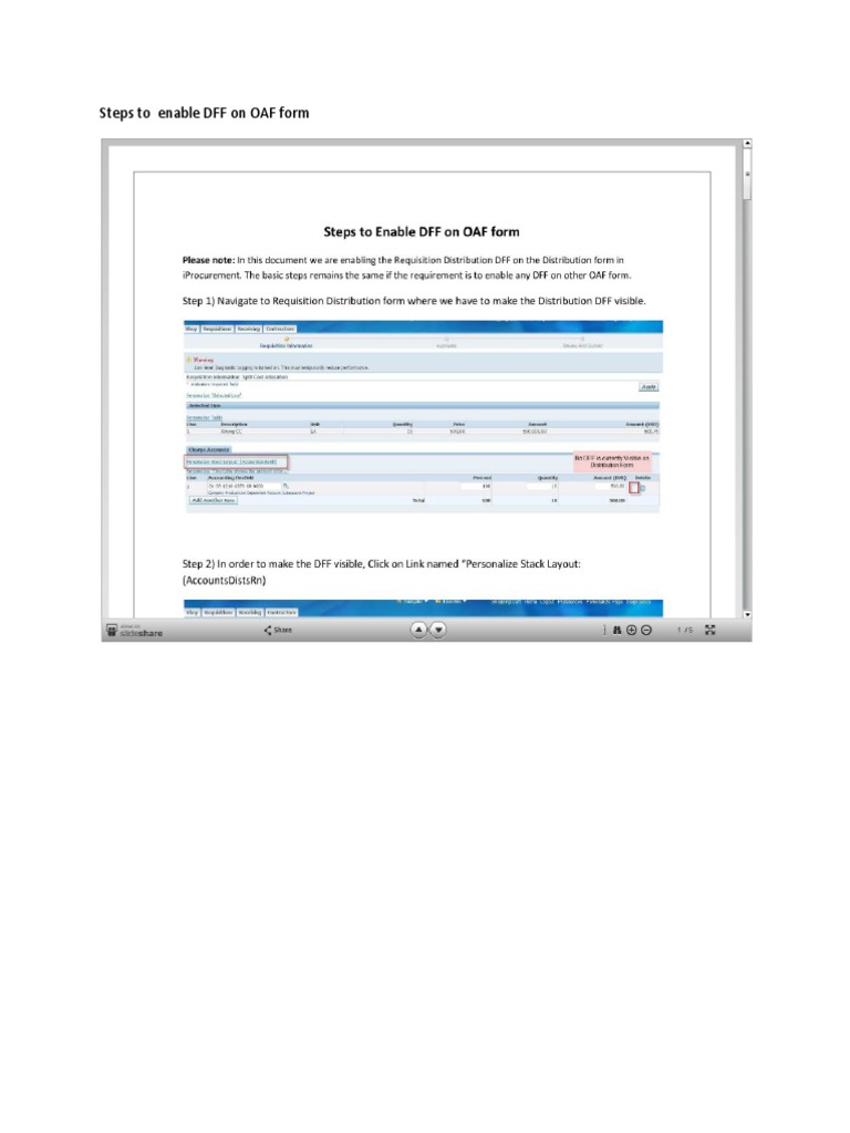 Steps To Enable DFF On OAF Form | PDF