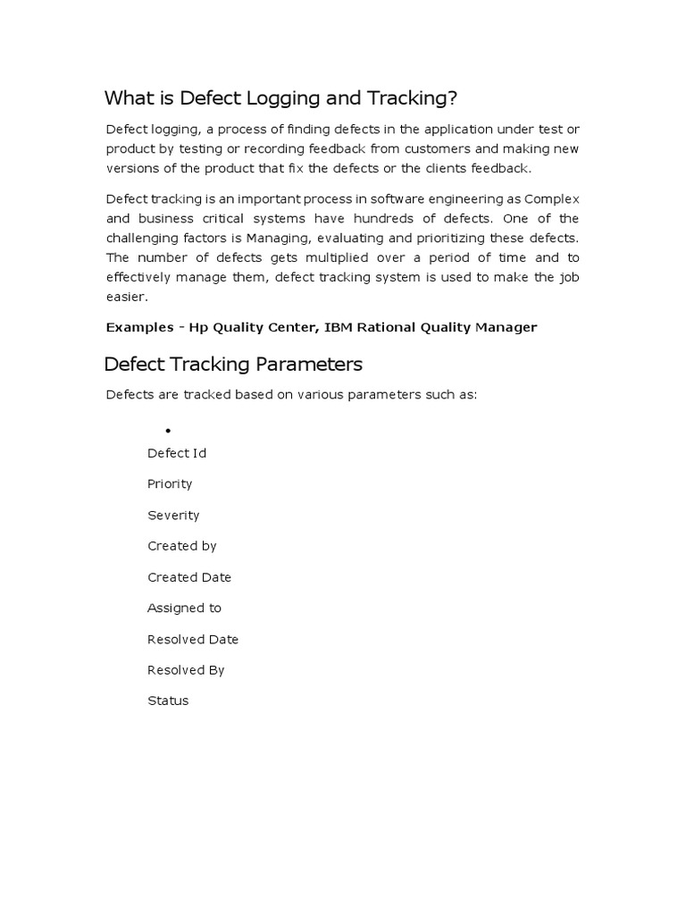 What Is Defect Logging and Tracking | Download Free PDF | Software Bug ...