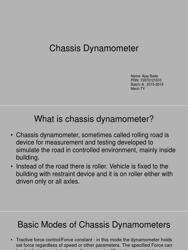 Chassis Dynamometer Overview and Applications | PDF | Vehicle Parts ...