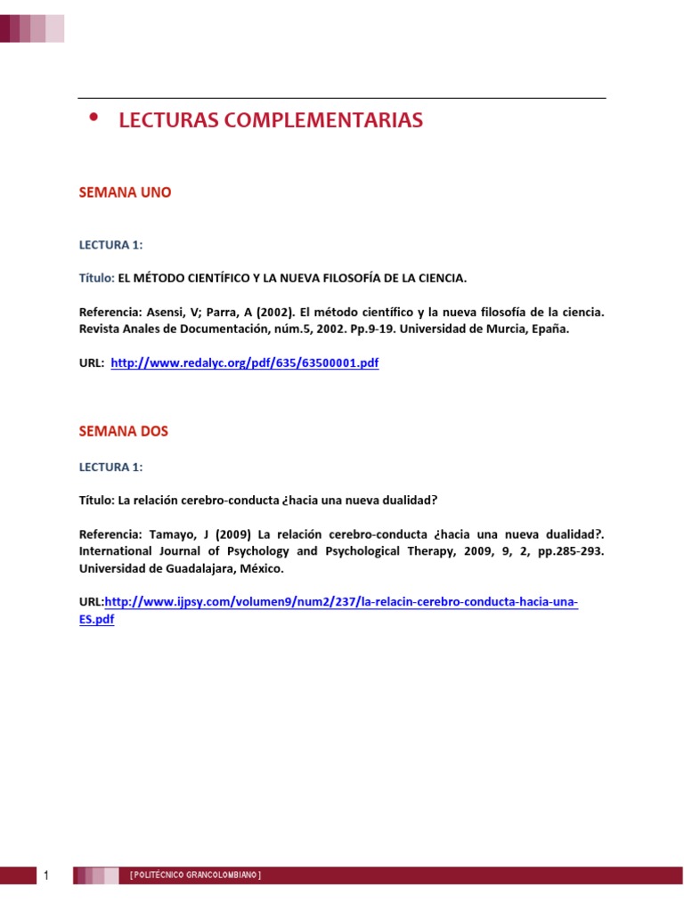 Lecturas Complementarias U1 PDF | PDF