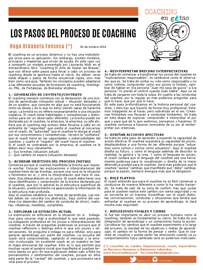 Los Pasos Del Proceso de Coaching | PDF | Comportamiento | Aprendizaje