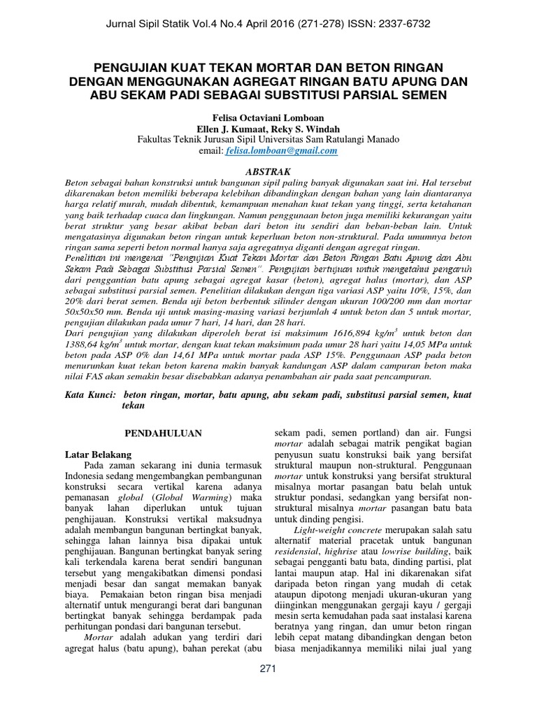 ID Pengujian Kuat Tekan Mortar Dan Beton Ri PDF | PDF