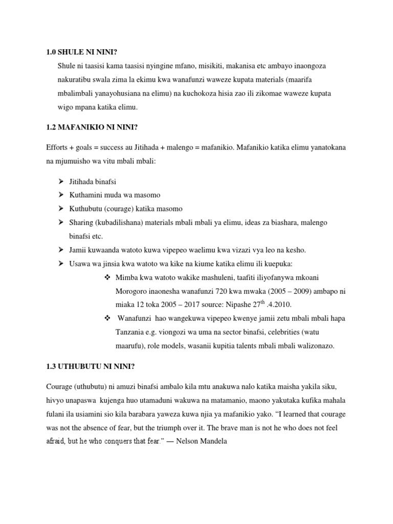 Shule Ni Nini PDF | PDF