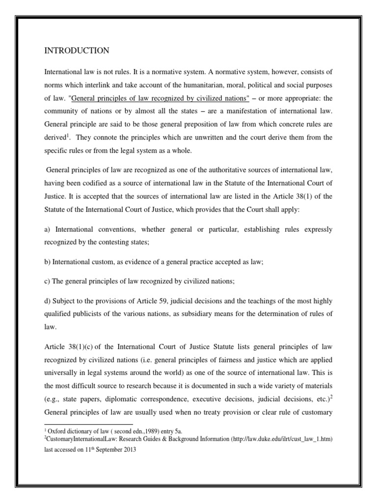 General Principles of Law Recognised by Civilised States | PDF | Public ...