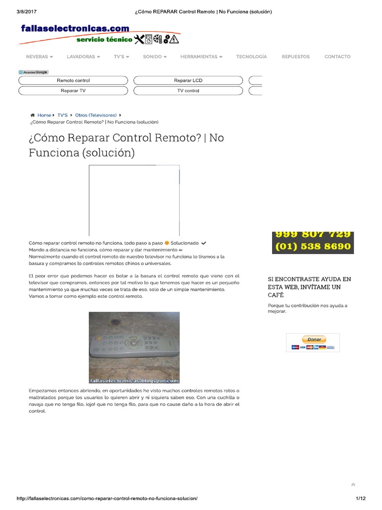 Cómo Reparar Control Remoto No Funciona Solución Pdf Pdf