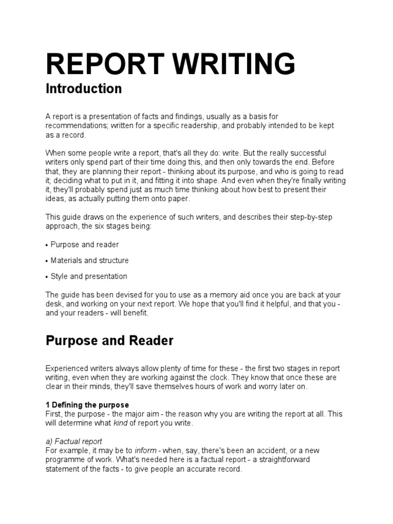Report Writing: 1 Defining The Purpose | PDF | Expert | Reason