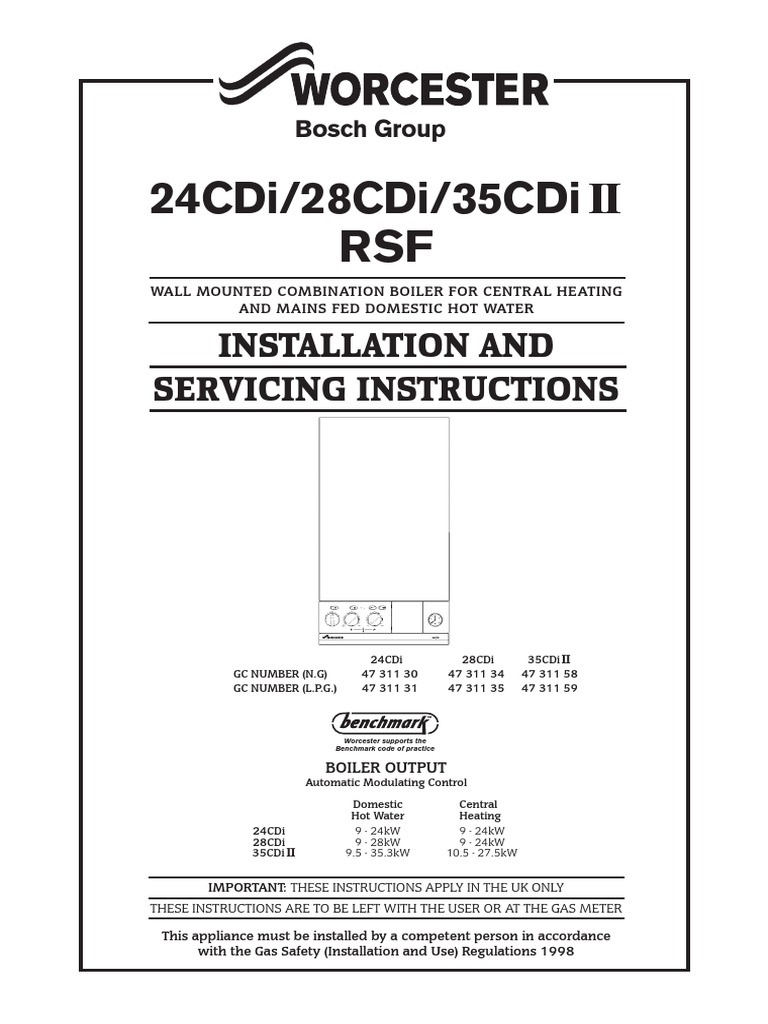 Worcester 24 28 35MKII CDi Installation and Servicing Instructions ...