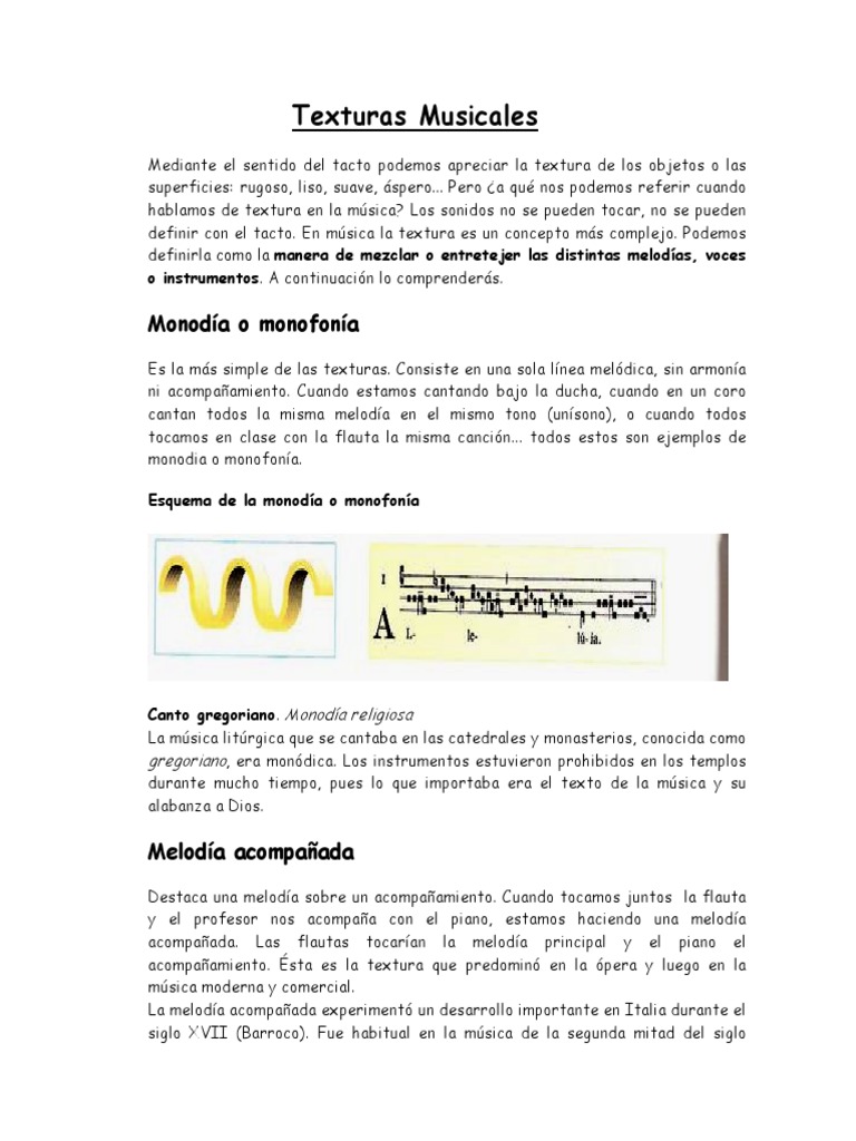 Texturas Musicales PDF | PDF | Melodía | Música clásica