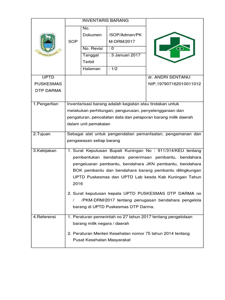 Sop Inventaris Barang | PDF