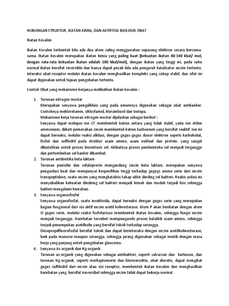 Tugas Padadan - Hubungan Struktur Dan Reseptor Obat | PDF