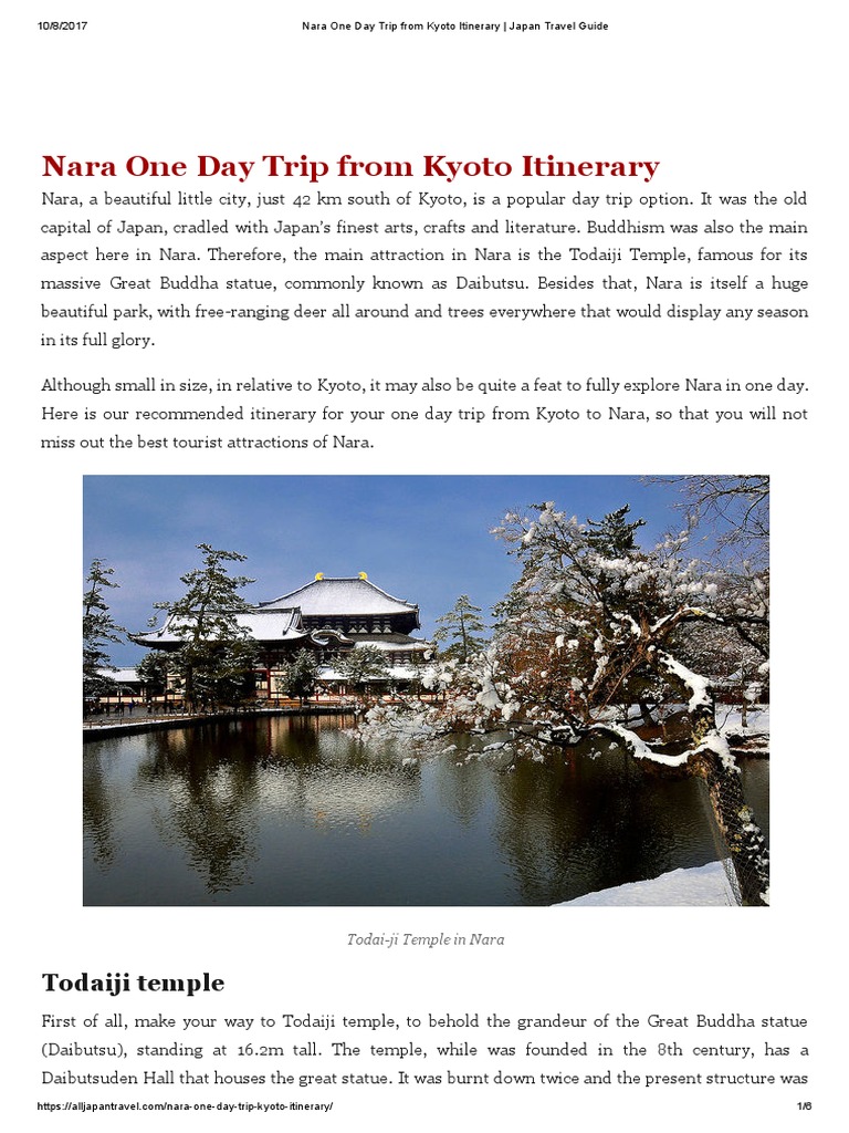 Nara One Day Trip From Kyoto Itinerary - Japan Travel Guide | PDF ...