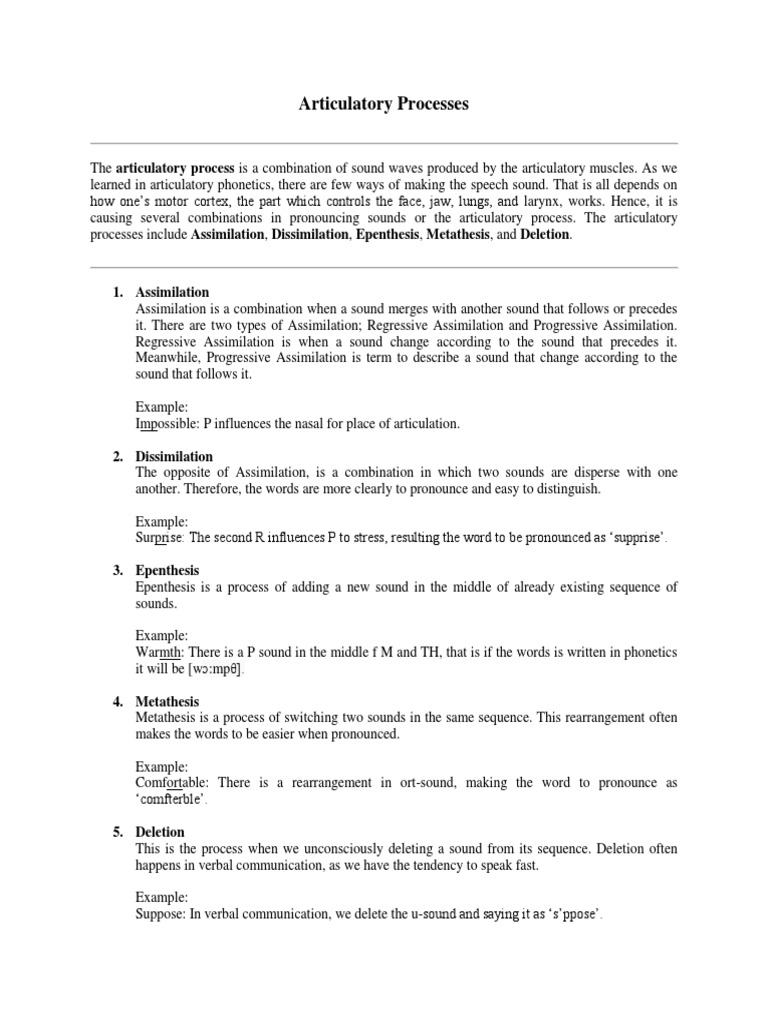 Articulatory Processes | PDF | Speech | Phonetics