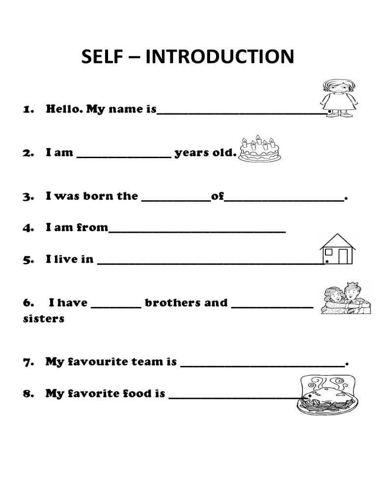 Self-Introduction Worksheet for Kids | PDF | Self-Improvement