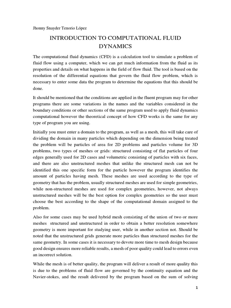 Introduction To Computational Fluid Dynamics Pdf Computational Fluid Dynamics Navier
